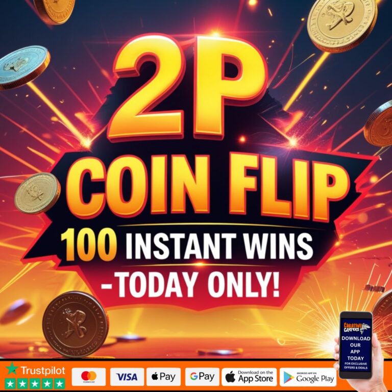 2P ONE DAY ONLY COIN FLIP INSTANT WIN ENDING TODAY – Creative Carpers